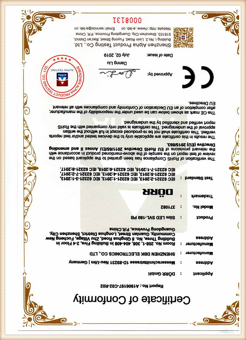 Certificate - SHENZHEN TEYELEEC TECHNOLOGY CO., LTD